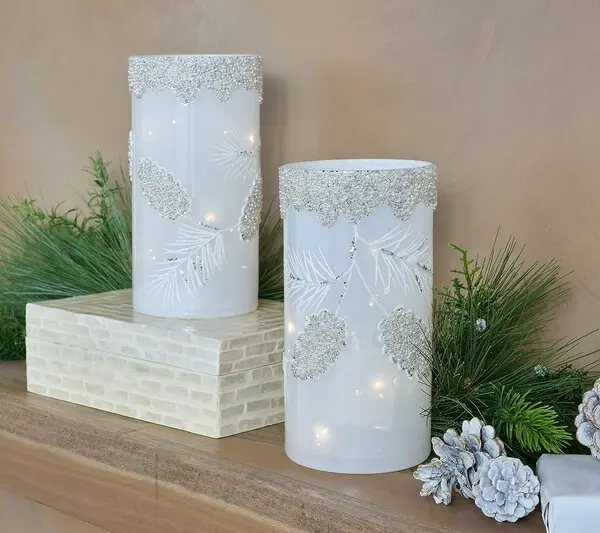 VALERIE PARR HILL S/2 Illuminated Pearl And Glittered Hurricanes Valerie