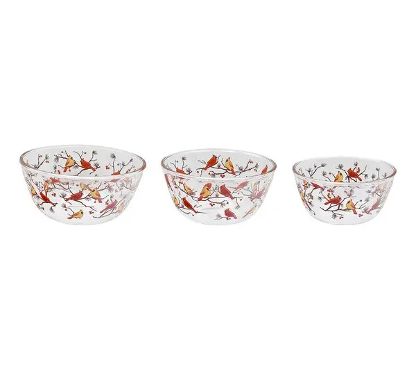 TEMP-TATIONS Seasonal Set Of 3 Glass Bowls