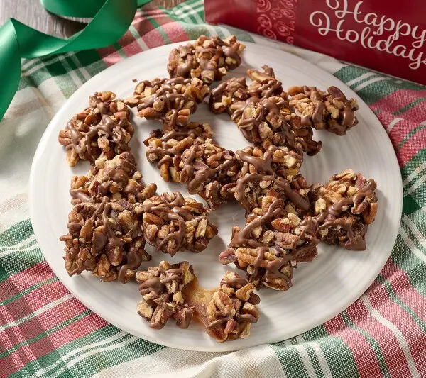 MASCOT PECAN SHELLING CO. Sh11/10 Mascot 1.5lb Chocolate Drizzled Pecan Clusters In Box