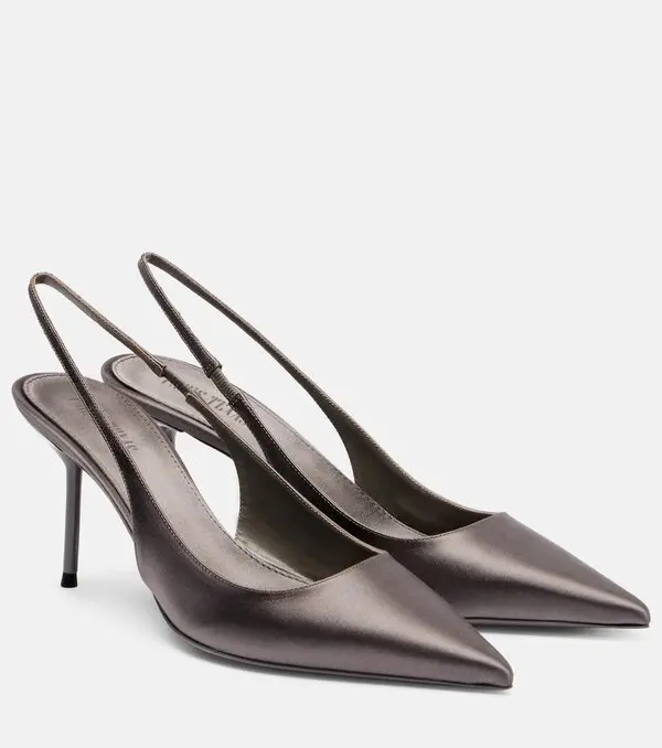 Paris Texas Lidia 70 Satin Slingback Pumps - Grey