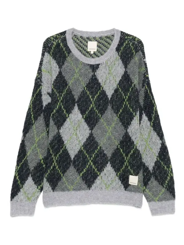 Emporio Armani Crewneck Argyle Intarsia Sweater - Blue