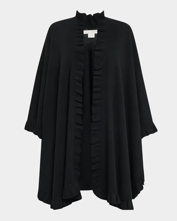 Sofia Cashmere Cashmere Cape With Ruffle Trim