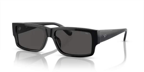 Diesel Rectangle Full Rim Sunglasses - Shiny Black