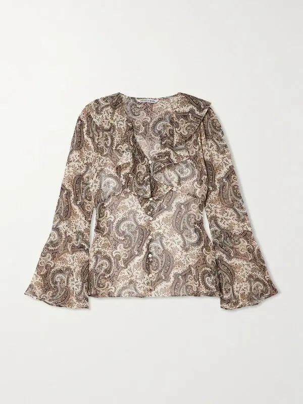Veronica Beard Kyrie Ruffled Paisley-print Silk-georgette Blouse - Multi