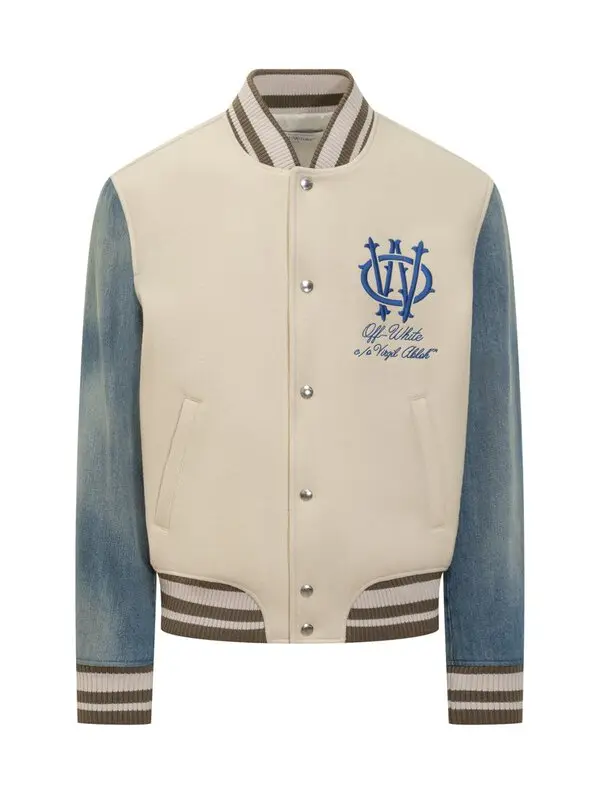 Off-White Woolen Gothic Varsity Jacket - White