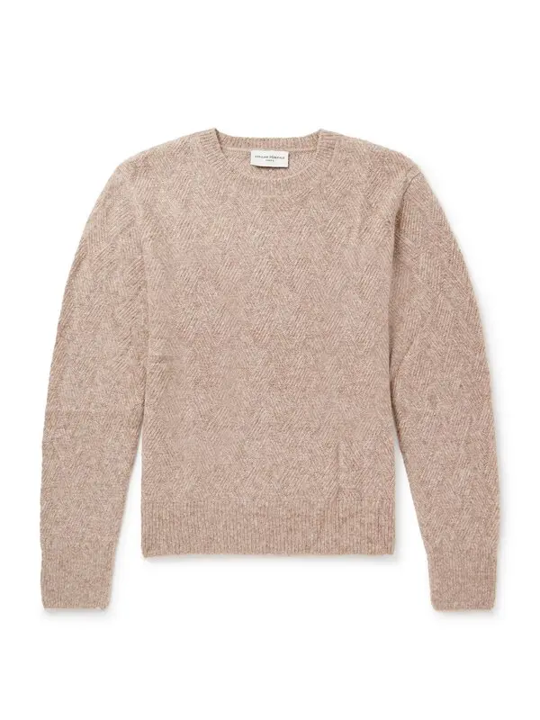 Officine Générale Marco Wool, Silk, Alpaca, And Cashmere-blend Sweater - Neutrals