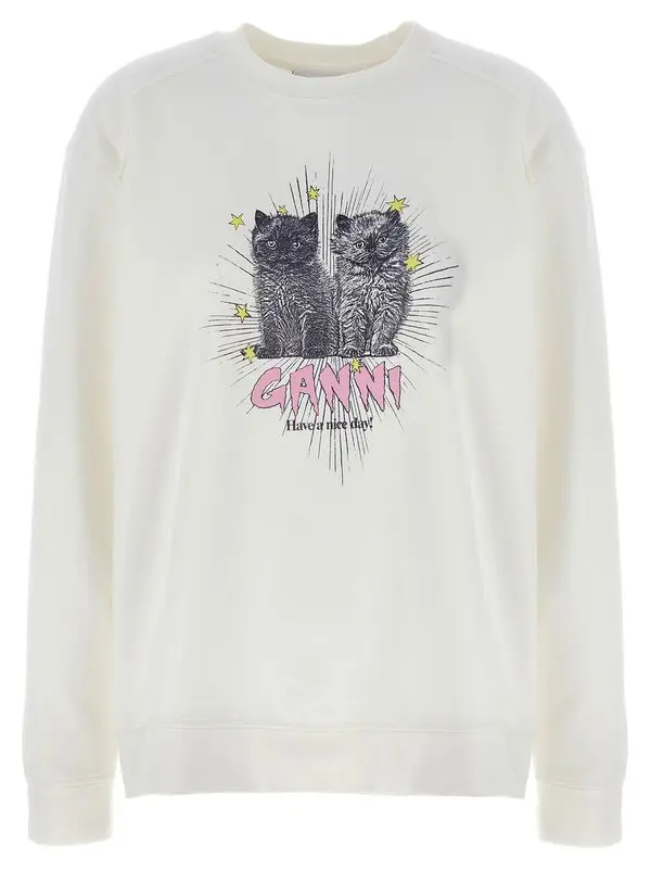 GANNI Printed Brushed Cotton Sweatshirt