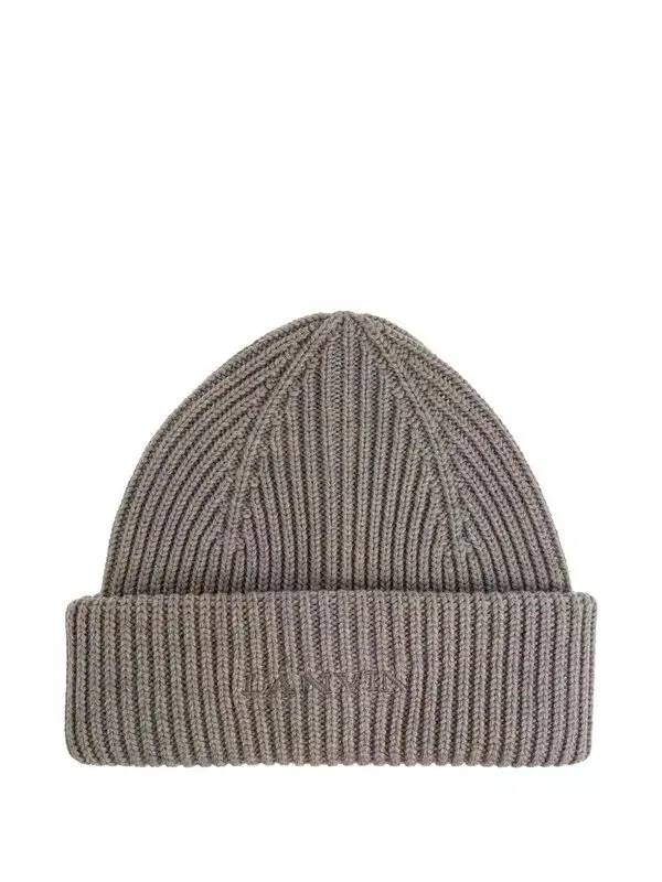 LANVIN Ribbed Knit Hat - Grey