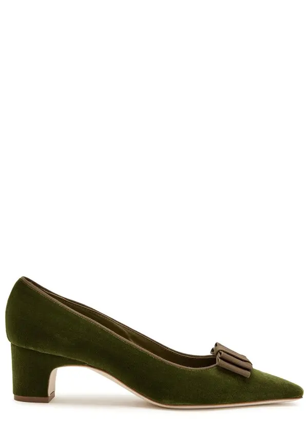Manolo Blahnik Reador 50 Velvet Pumps - Dark Green
