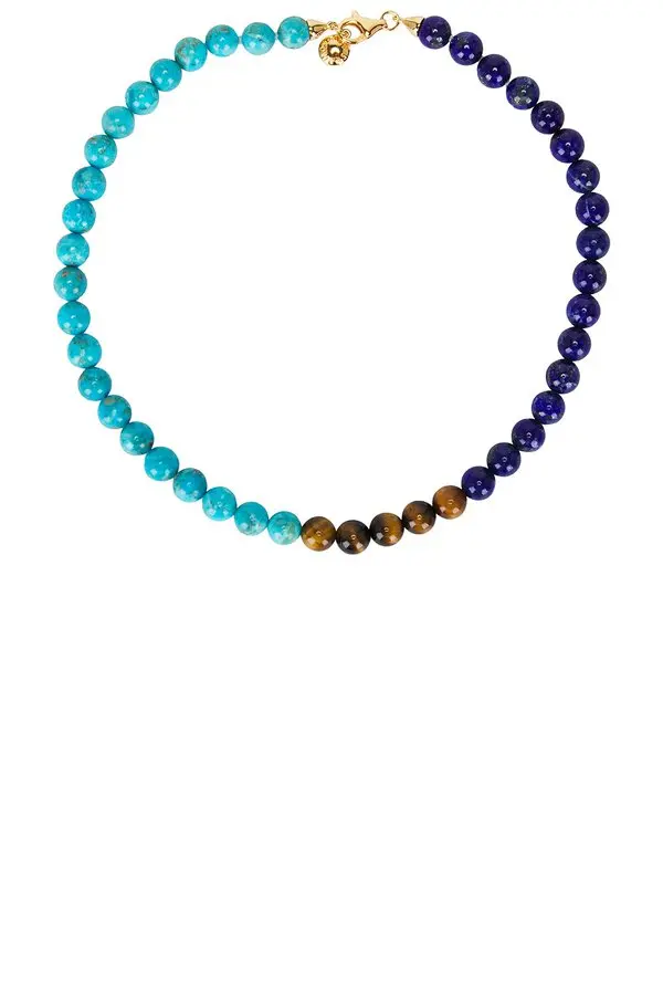 Fry Powers Beaded Collar Necklace - Lapis, Tigers Eye, & Turquoise