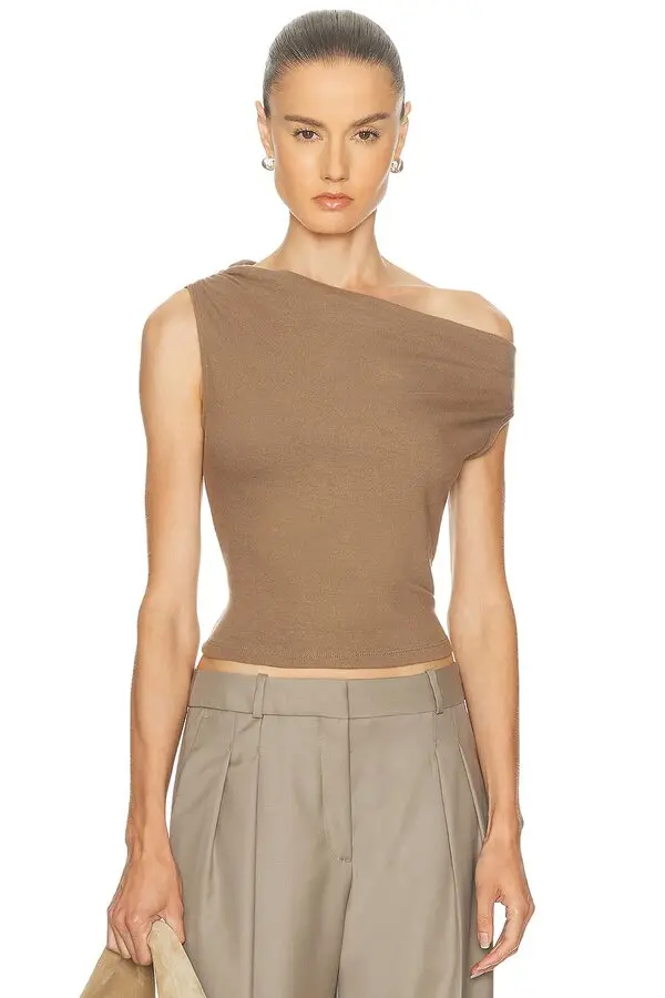 LESET Lauren Ruched Asymmetrical Top