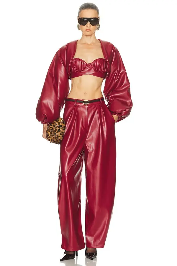 ROWEN ROSE Sleeveless Bralette Top In Wine