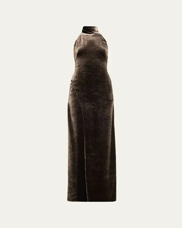 Ralph Lauren Tatum Velvet Halter Gown