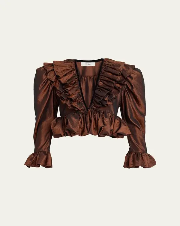 Chloé Ruffle-trim Cropped Blouse