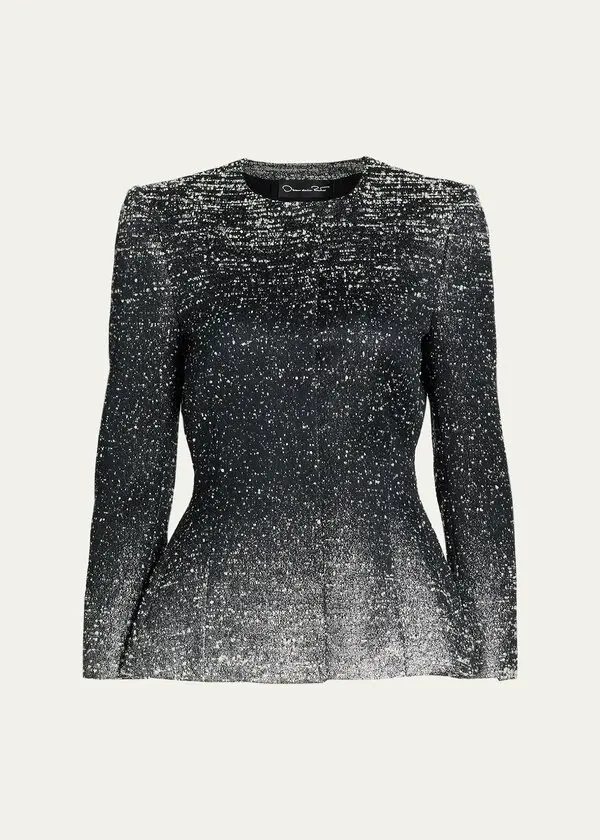 Oscar De La Renta Ombre Metallic Boucle Jacquard Single-breasted Jacket