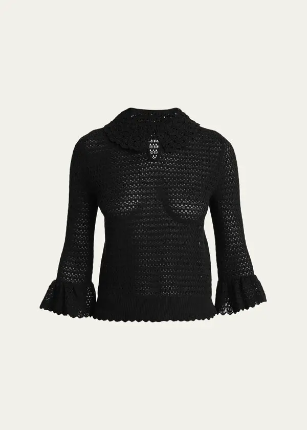 Chloé Lace Crochet Wool-blend Blouse
