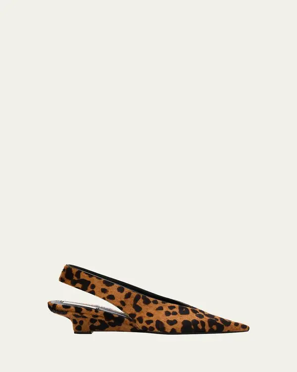 TOTÊME Pony Hair Slingback Wedge Pumps - Leopard