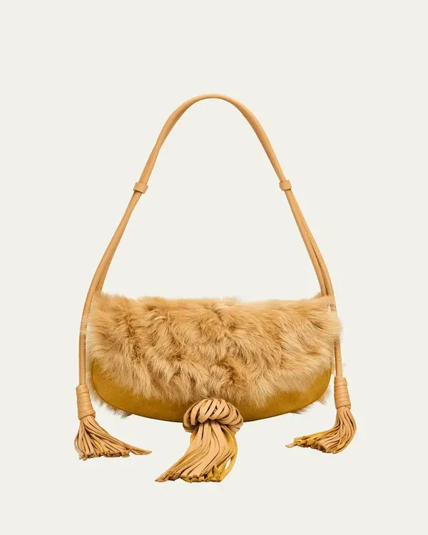 Ulla Johnson Paloma Tassel Suede & Shearling Shoulder Bag