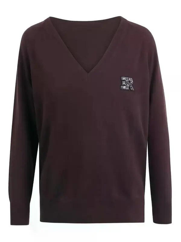 ERMANNO FIRENZE Appliqué V-neck Sweatshirt
