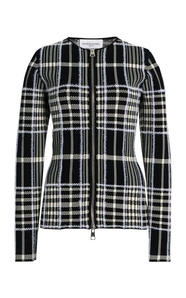 Brandon Maxwell Greer Plaid-jacquard Cardigan - Black
