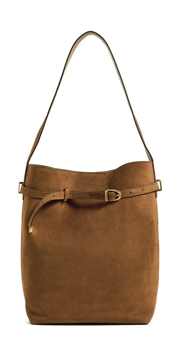 Madewell The Essential Belted Bucket Tote In Suede
