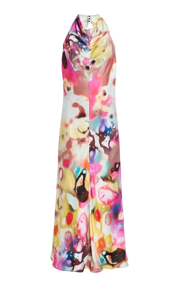 Christopher John Rogers Moonshine Cowl-neck Midi Halter Dress