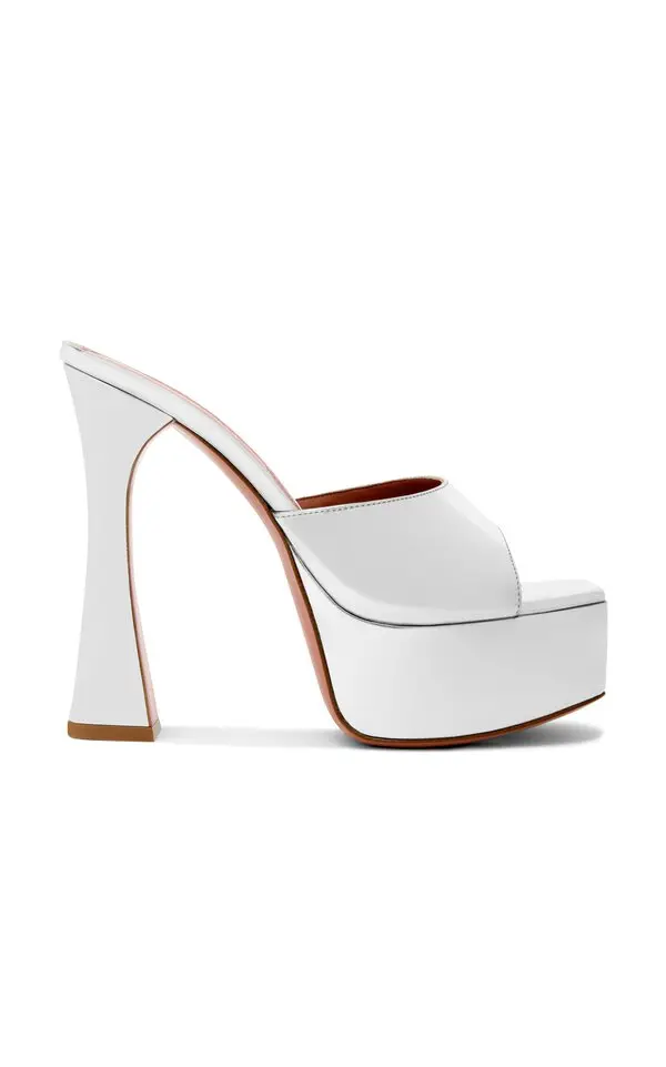 Amina Muaddi Dalida Metallic Leather Platform Sandals