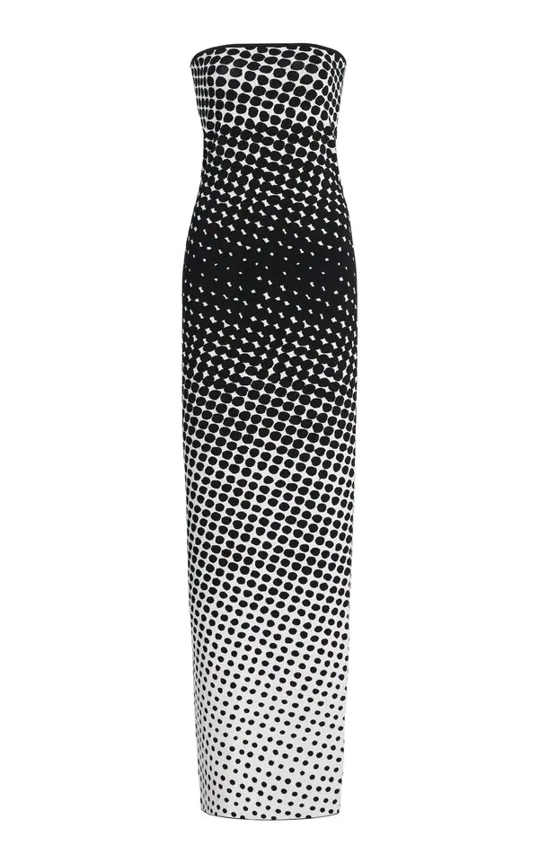 Christopher John Rogers Wiggle-dot Knit Maxi Column Dress