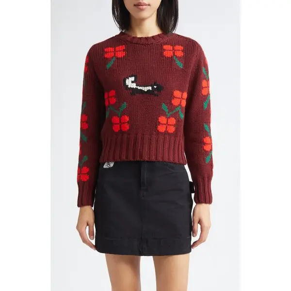 BODE Skunk Royal Alpaca Sweater - Maroon