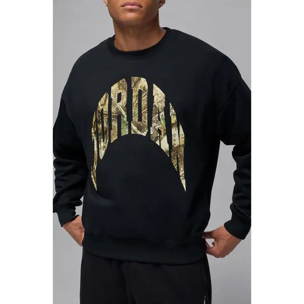 JORDAN X Realtree Oversized Graphic Crewneck Sweatshirt - Black/sail