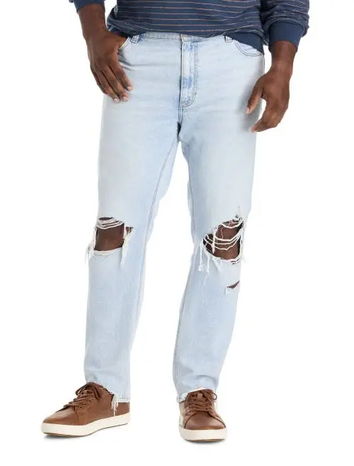 TRUE NATION BY DXL Big & Tall Destructed Dual Denim Tapered-fit Jeans