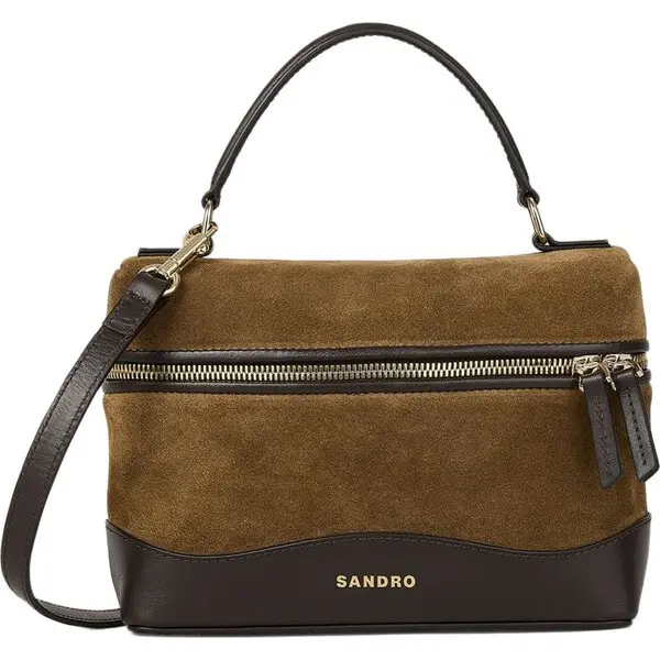 Sandro Tangolino Leather And Suede Vanity Bag - Camel
