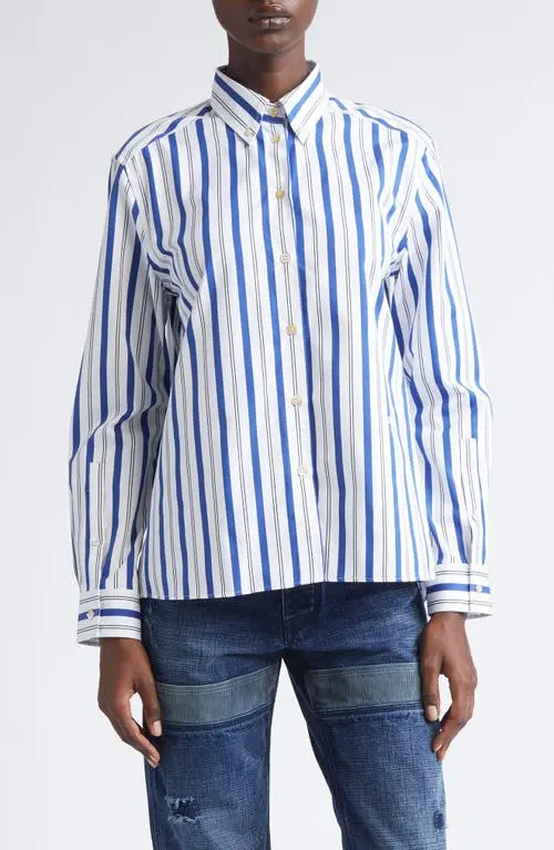 WALES BONNER Daylight Stripe Cotton Poplin Button-down Shirt - White/blue/black