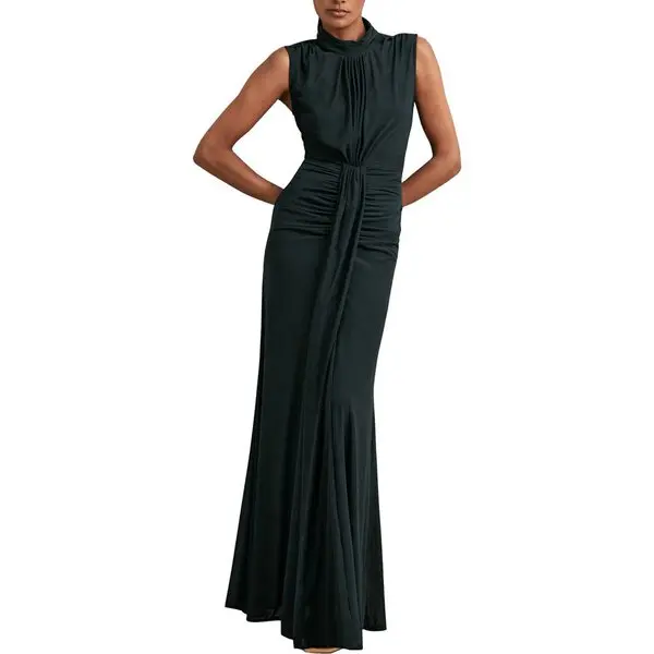 REISS Daniella Ruched Sleeveless Gown - Teal