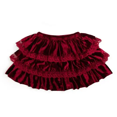 SWEET WINK Velvet Tiered Christmas Skirt