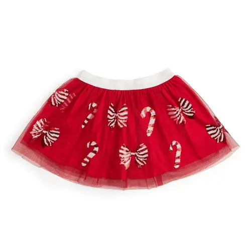 SWEET WINK Candy Cane Bows Sequin Christmas Tutu