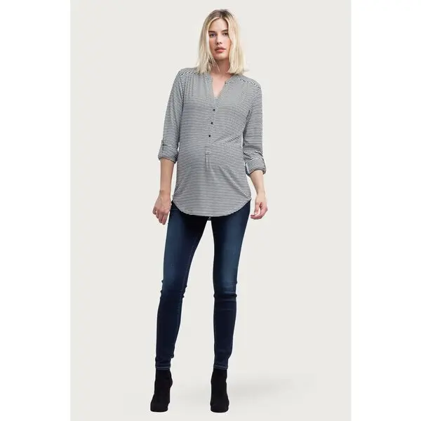 NOM MATERNITY Amelie Maternity And Nursing Top - Black And White Stripe