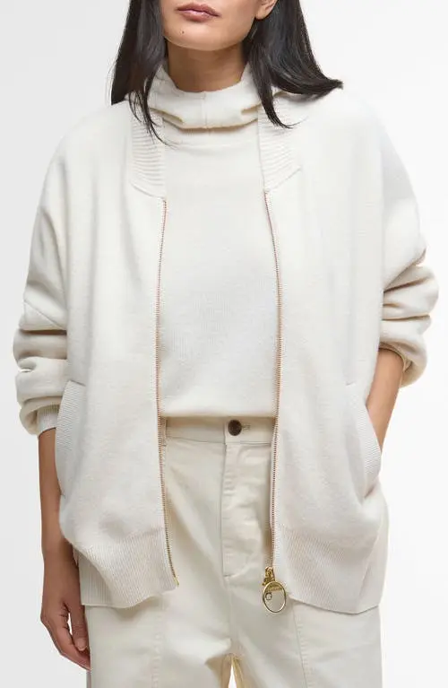 Barbour Milda Cotton & Wool Bomber Cardigan - Birch