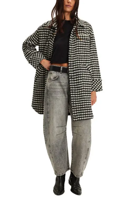Free People We The Free Get Around Houndstooth Shirt Jacket