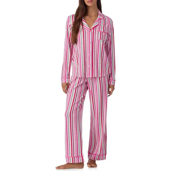 ROOM SERVICE Long Sleeve Print Pajamas - Multi Stripe