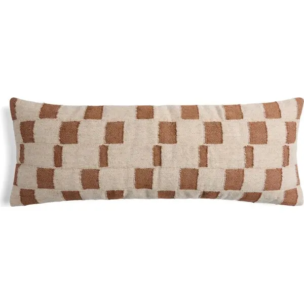 PARACHUTE Modern Check Wool Blend Lumbar Pillow Cover - Natural And Tobacco