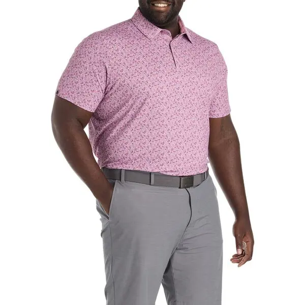 CALLAWAY Big & Tall Confetti-print Performance Polo Shirt - Mesa Rose