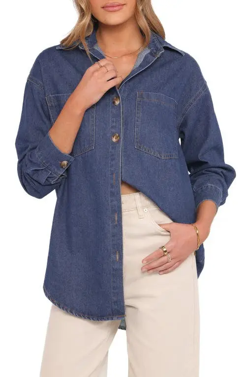PETAL & PUP Anicia Denim Button-up Shirt - Dark