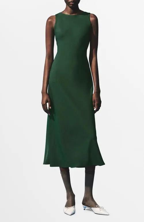 Mango Sleeveless Satin Midi Dress With Open Back