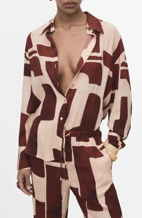 Mango Geo Print Button-up Shirt