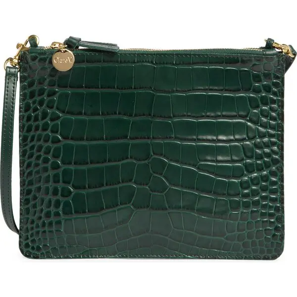 Clare V. Margot Croc Embossed Crossbody Bag