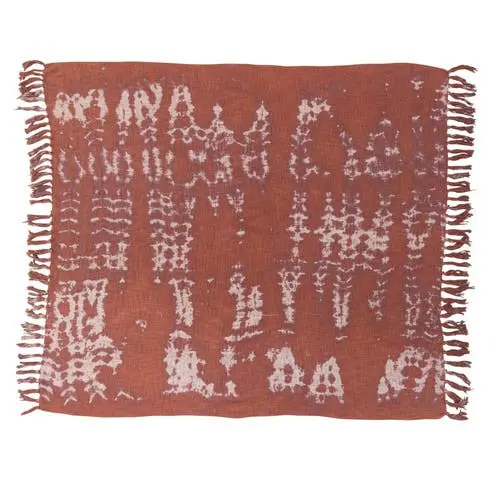 STORIED HOME Cotton Slub Tie-dyed Throw With Fringe