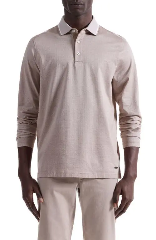 Bugatchi Mercerized Cotton Long Sleeve Polo - Cobblestone
