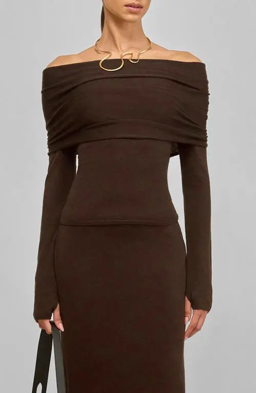 Cult Gaia Andre Off-the-shoulder Sweater - Dark Java