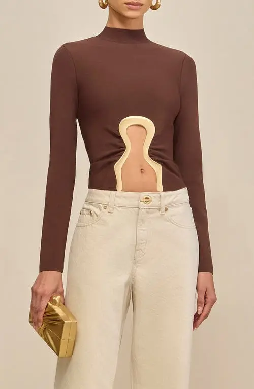 Cult Gaia Elisabetta Cutout Mock Neck Knit Top